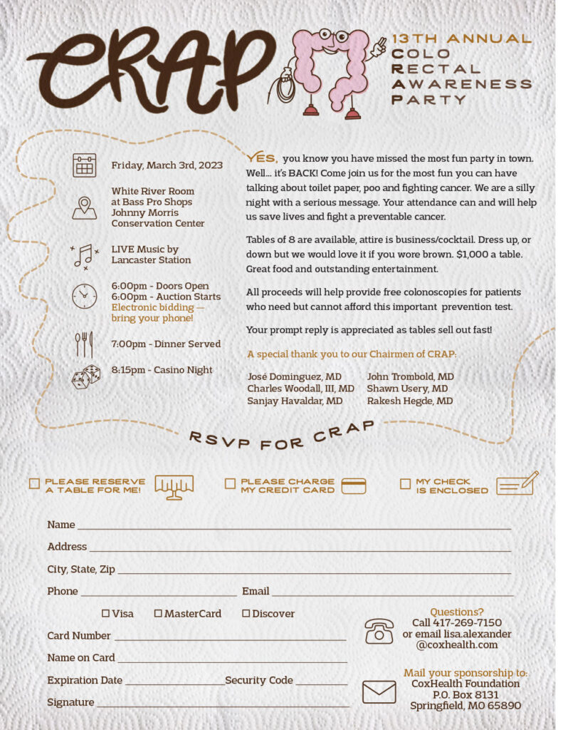 CRAP-Colo-Rectal-Awareness-Party-Invitation-2023 - CoxHealth Foundation